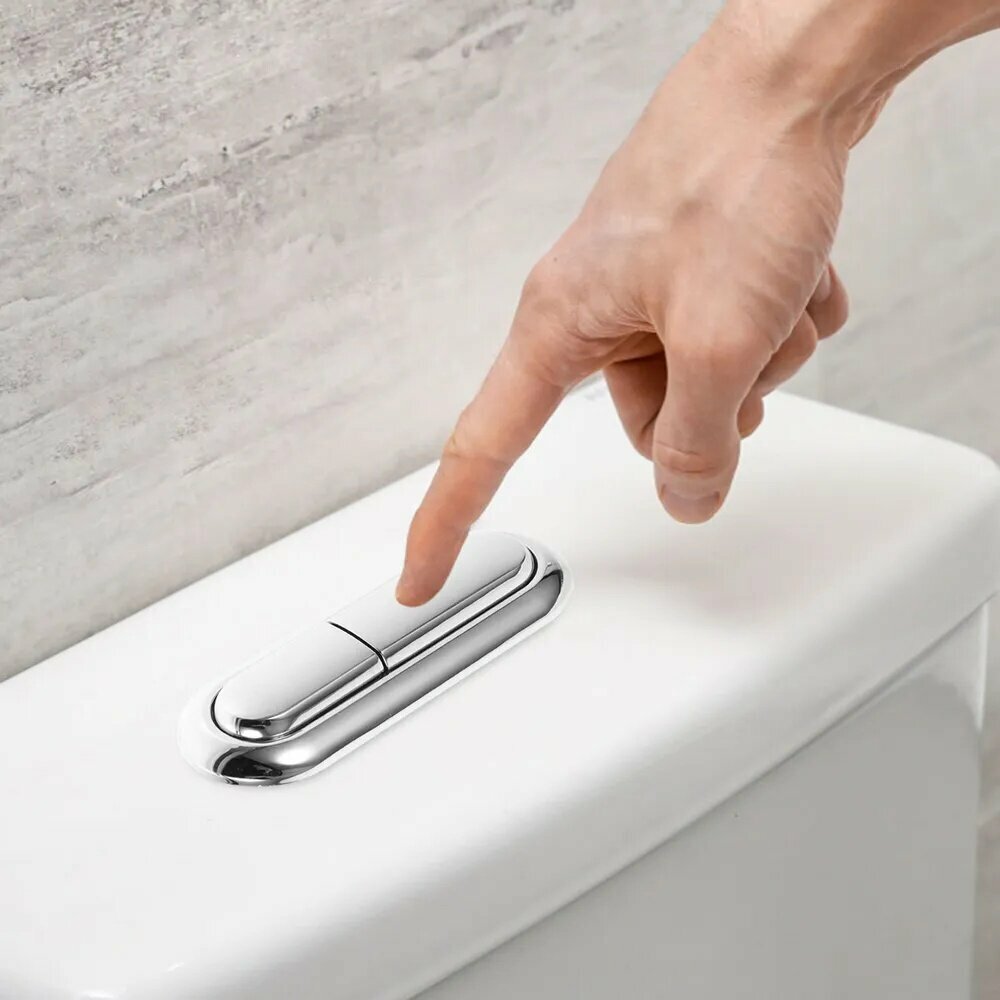 Серебристая Кнопка Смыва Для Унитаза, Двойного Действия, Овальная, 1 Набор