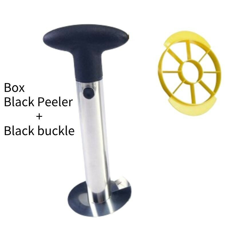 Нержавеющий стальной корер и нарезатель ананасов для удобной очистки фруктов, черный - упаковка