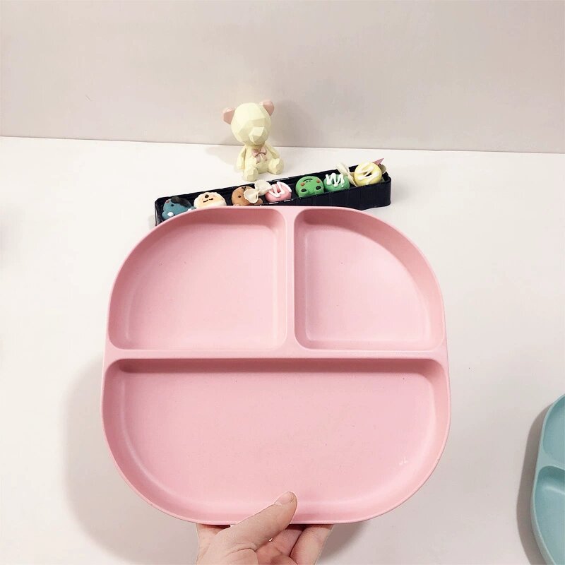 Детская тарелка A5 с разделителями, экологичная однотонная тарелка с 3 секциями для школьников и детского сада,