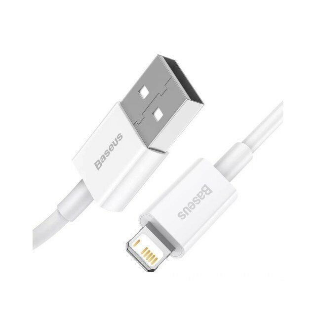 USB-кабель Baseus CALYS-B02, Apple 8 pin, силикон, 1.5 м, круглый, белый, фирменная упаковка