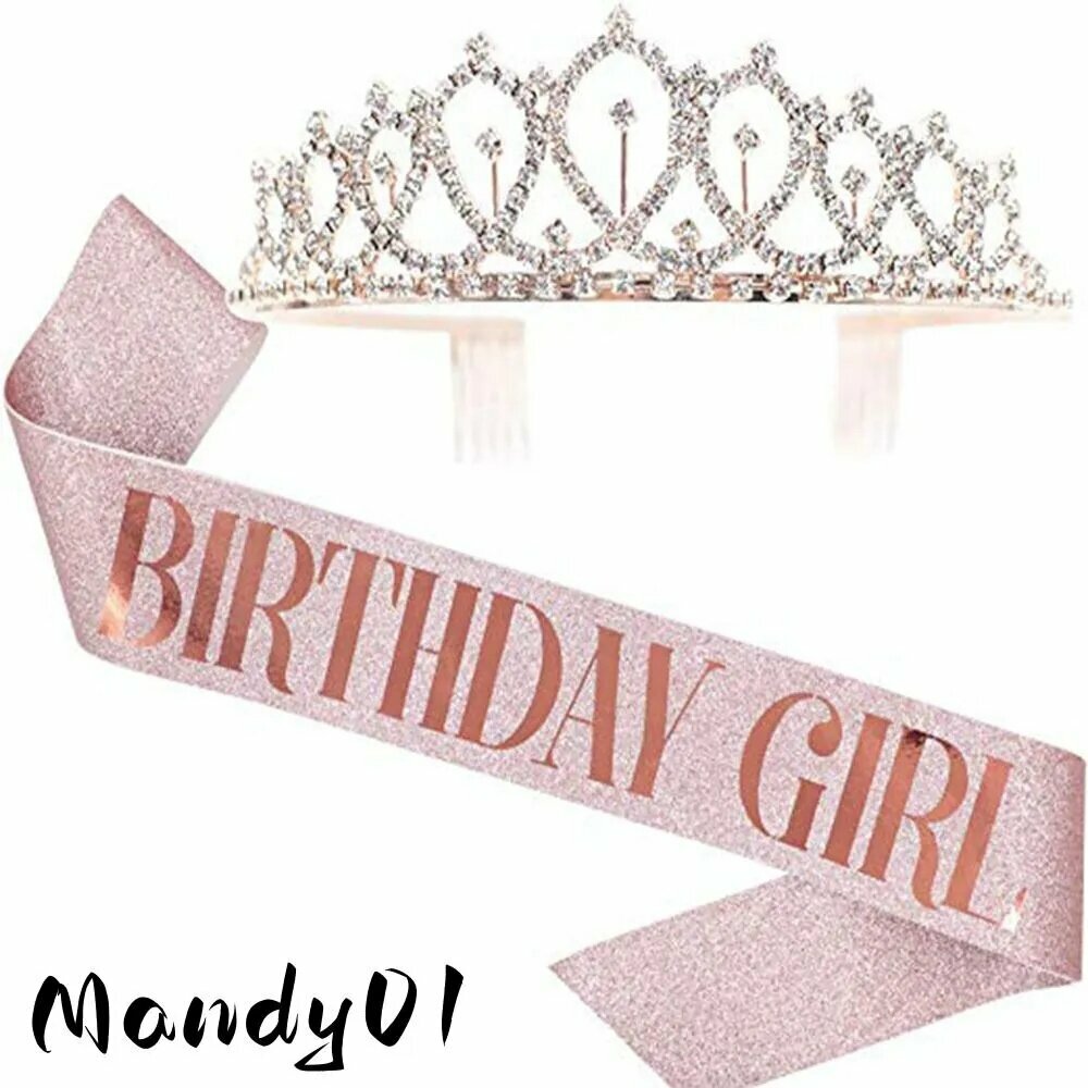 Короны на день рождения для женщин с кристаллами и лента на день рождения для девочек