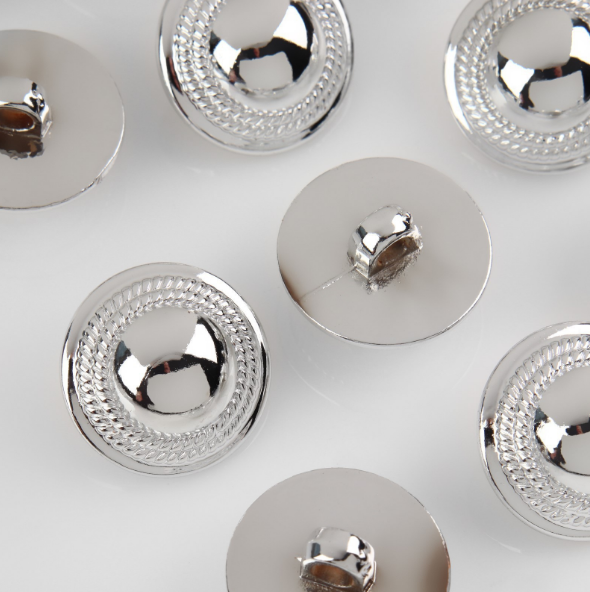 Пуговица на ножке 20 мм, серебро, 6 шт