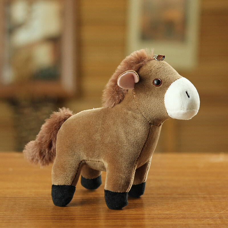 Мягкий плюшевый темно-коричневый пони-брелок, 13 см, милый декоративный жеребенок для сумок, брелоков и кукол