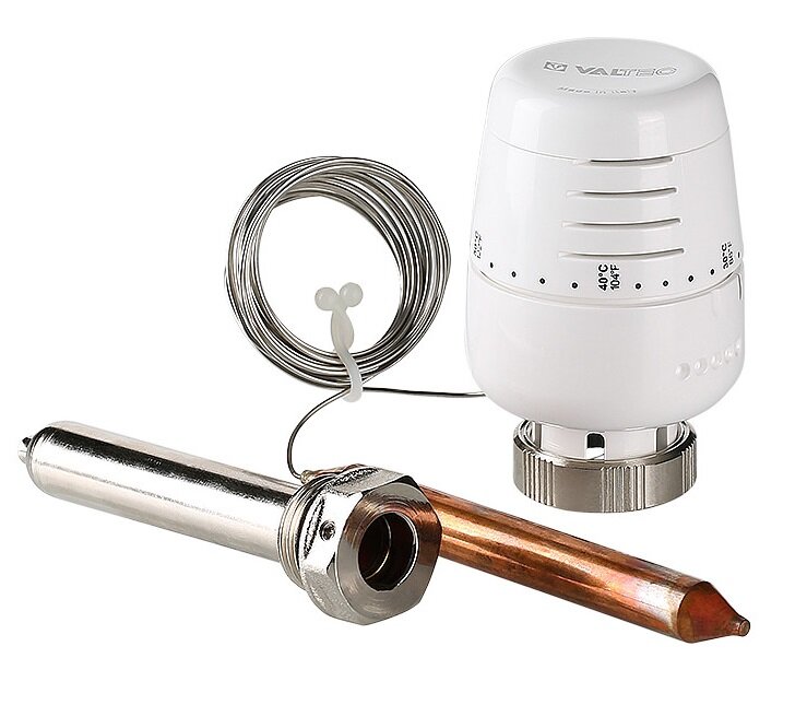 Сантех VALTEC термоголовка с выносным настенным датчиком, диап. регул-ки 6,5 - 28°C, жидкостная VT.5011.0.0