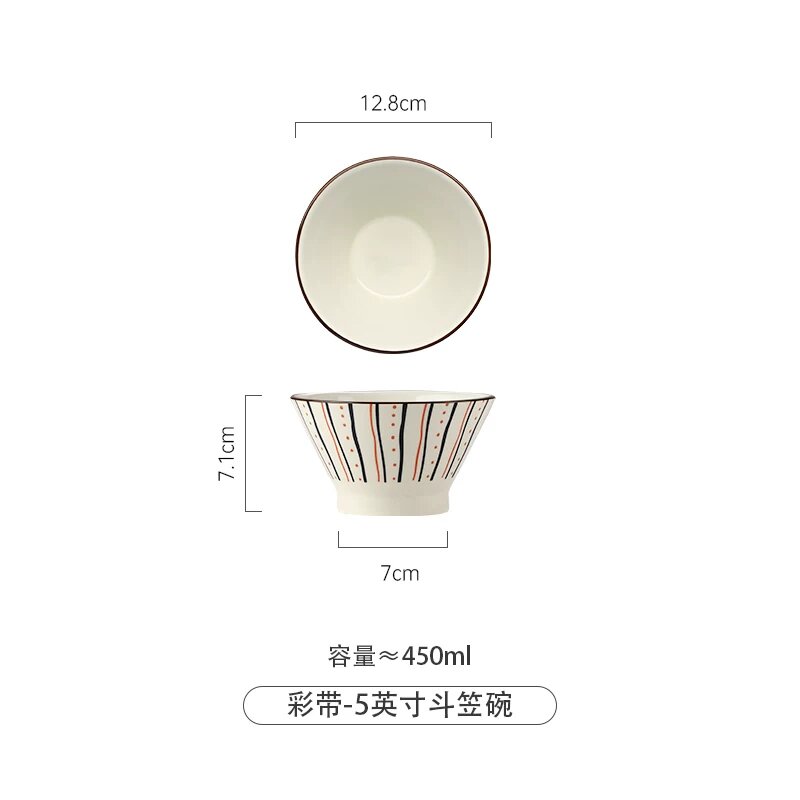 Китайская керамическая посуда с глазурью под глазурью: миска для лапши, коническая миска, миска-труба, домашняя суповая