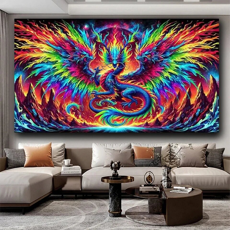 Алмазная живопись RealShining Дракон round 45x90cm