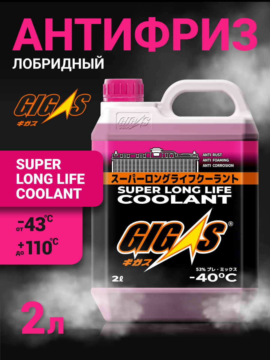 Розовый антифриз до -40 2 литра SLLC G12++ JIS K 2234 Gigas Soft99, охлаждающая жидкость для автомобиля, Япония