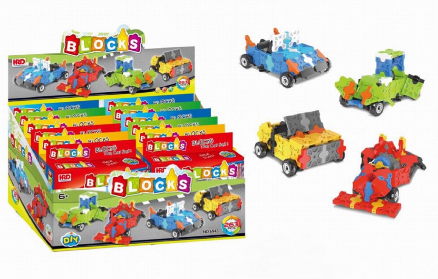 Конструктор Blocks "Машинки 6943", 12 машинок 4 вида, 263 детали, пластик