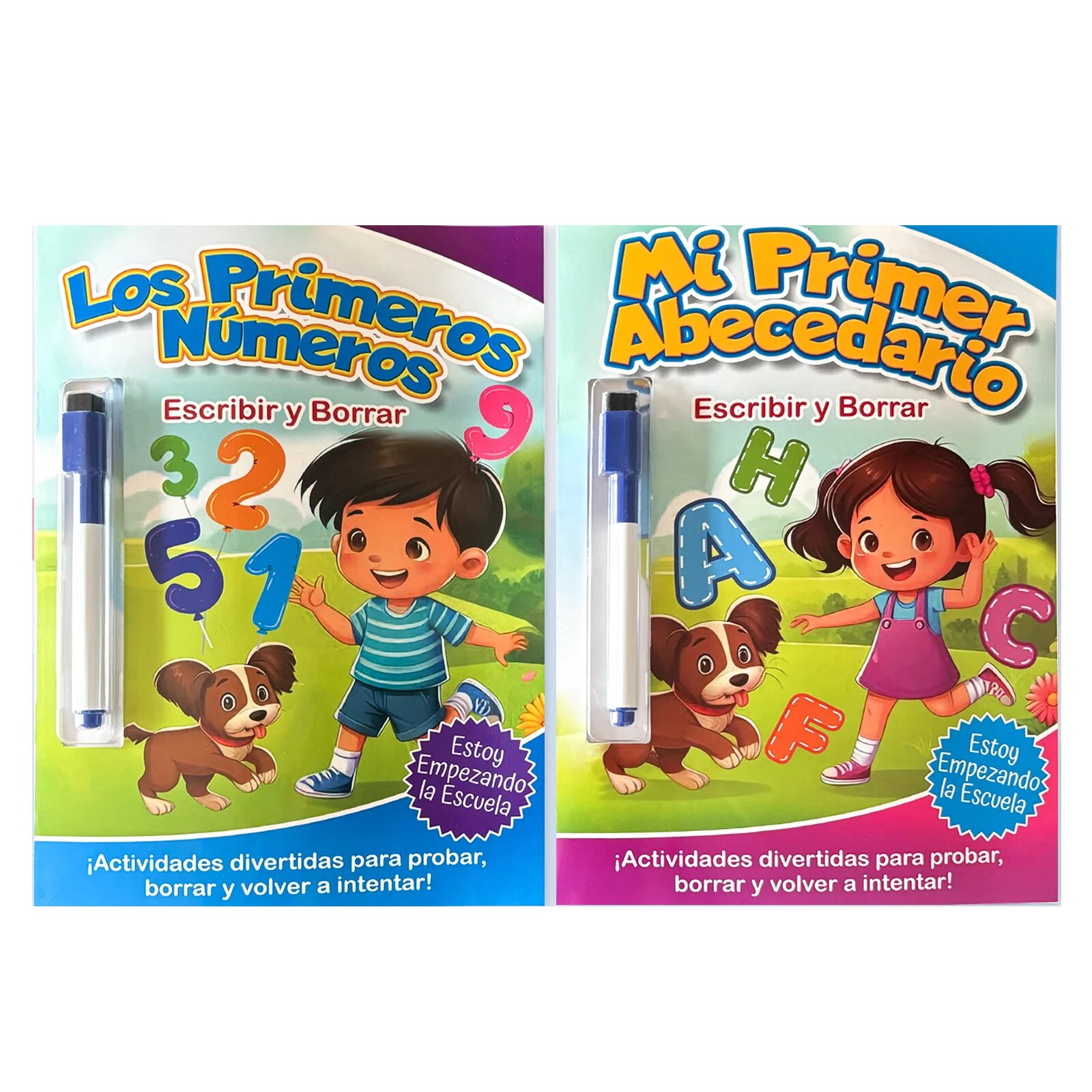 Испанская книга "Los Primeros Números" и "Mi Primer Abecedario" с маркером
