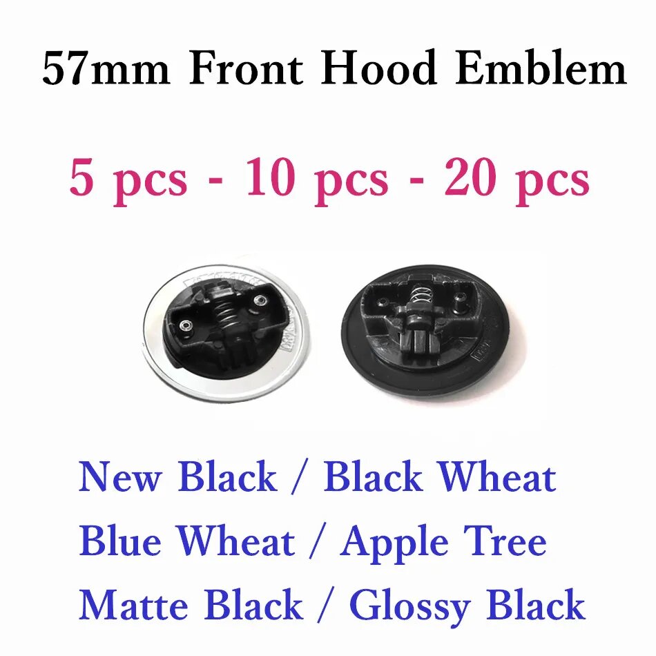 5 10 20 шт. 56 мм 57 мм 58 мм Эмблема на капоте Автомобильный передний капот Логотип Значок Авто Стайлинг Аксессуары Для Синего Серебра Apple Tree Новый Черный New Black, 20 pcs 57mm Emblem