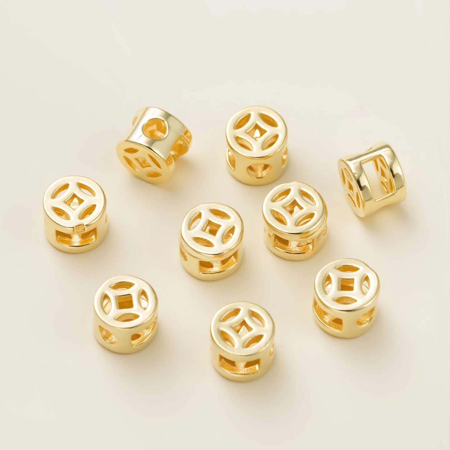 Золотые полые бусины 14k gold-S для рукоделия