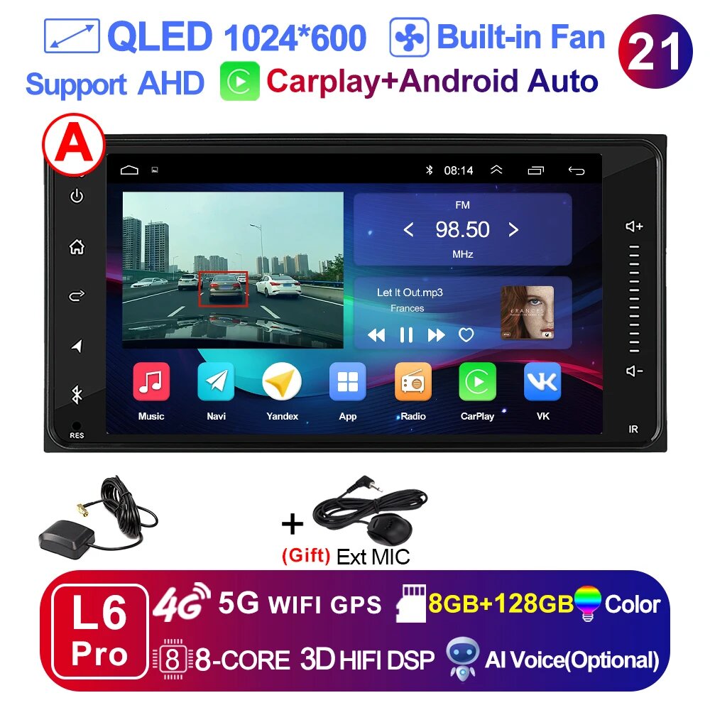 LEHX 2DIn Raido Стерео Автомобильный Android 14 Мультимедийный плеер Для toyota vios crown camry hiace corolla rav4 autoraido carplay gps dvd