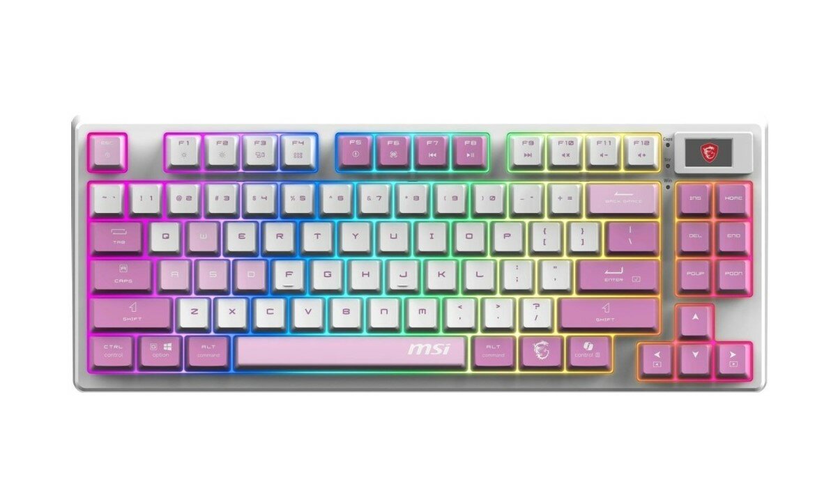 Клавиатура игровая беспроводная MSI Forge GK600 TKL беспроводная BT/Radio белый/фиолетовый