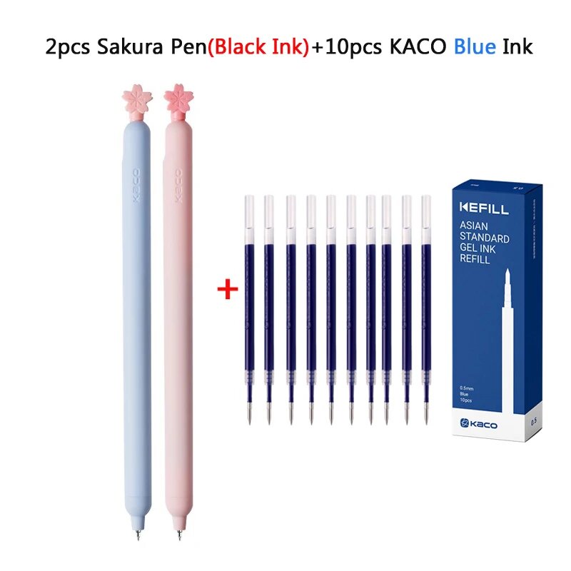 KACO Симпатичные гелевые ручки 0,5 мм POPUP Cherry Blossom Side Press Высококачественный черный карбоновый набор ручек, креативный подарок для студентки-учителя