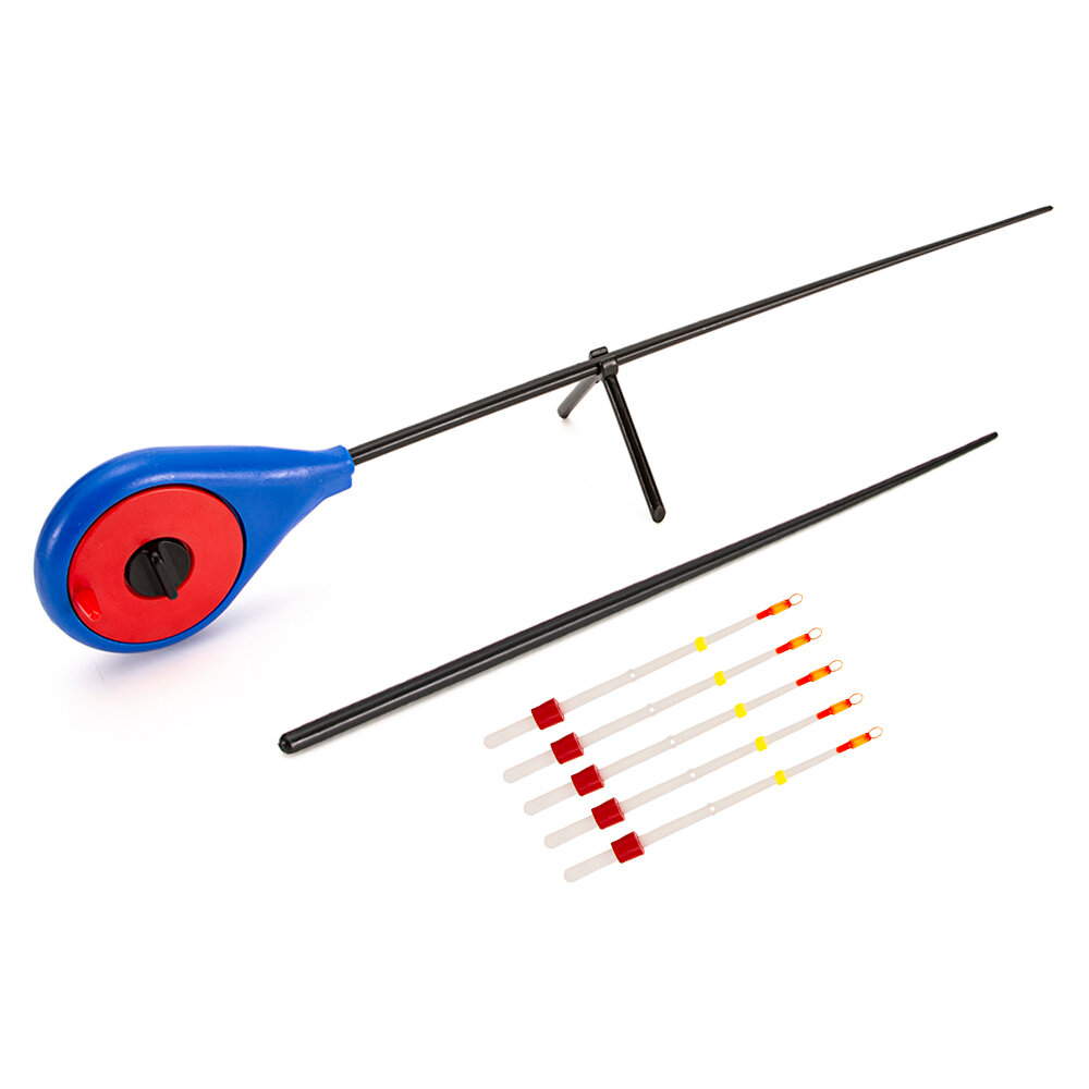 Ледяные удочки для зимней рыбалки Mini Ice Fishing Pole с секцией из ABS, вес 45г/1.6 унции, набор в пакете 2 удочки и 5 наконечников