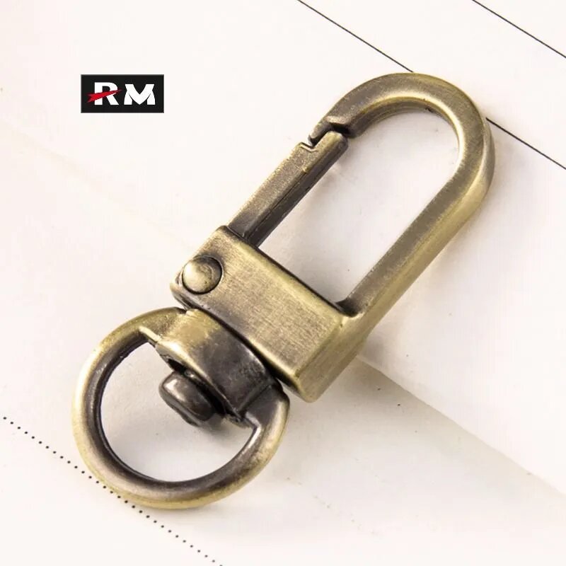 Аксессуары для багажа, Карабин поворотный с кольцом 10 мм (14*34 мм) металл, Карабин застежка для ключей, бронза, 2 шт