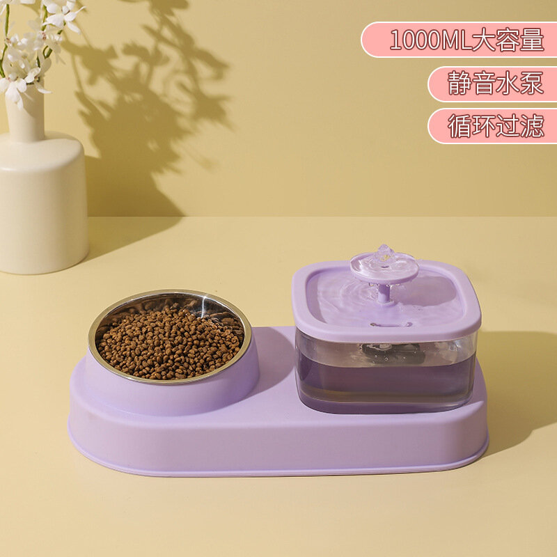 Новый диспенсер для кормления и поения домашних животных с разделением сухого и влажного корма, нержавеющая миска для кошек и маленьких собак, антипроливная миска для питомцев