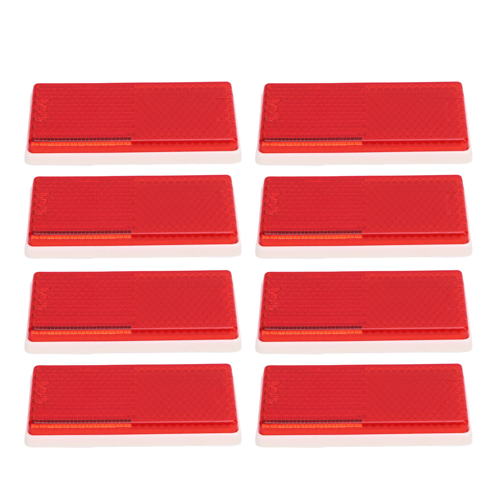 8шт Прямоугольные Отражатели Водонепроницаемые Самоклеящиеся Светоотражающие Наклейки для Прицепа Каравана Грузовика Трактора Лодки Красного Цвета