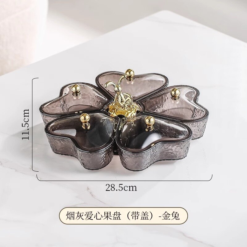 Вращающаяся тарелка для сухофруктов для домашнего использования, тарелка для закусок на кофейном столике в гостиной, новый роскошный стиль, высококачественная тарелка для хранения фруктов