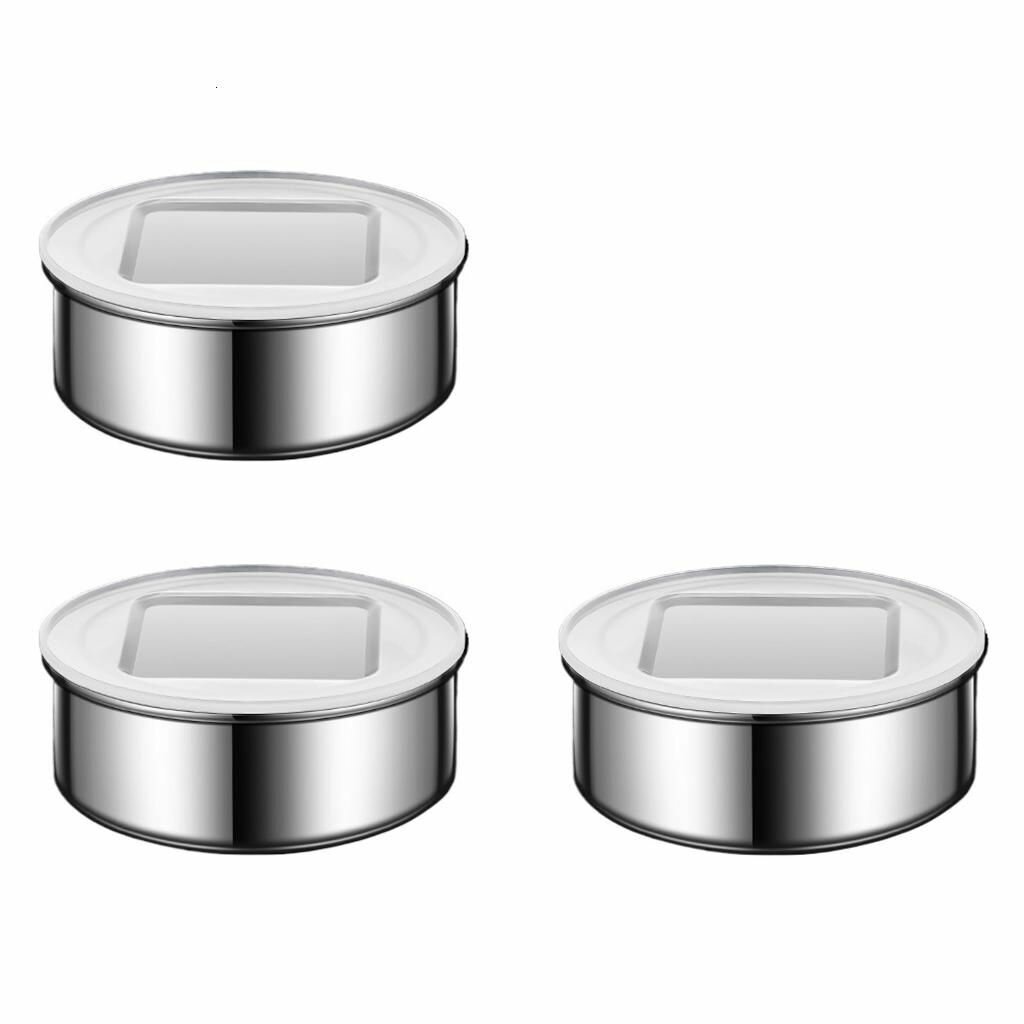 Набор из 3/4 магнитных банок для специй из нержавеющей стали с прозрачным окном для быстрой идентификации, 3