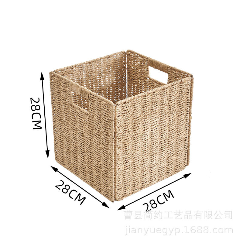 Складная корзина для хранения из искусственного ротанга, простая складная корзина для хранения белья и нижнего белья, квадратная корзина для хранения игрушек и закусок.