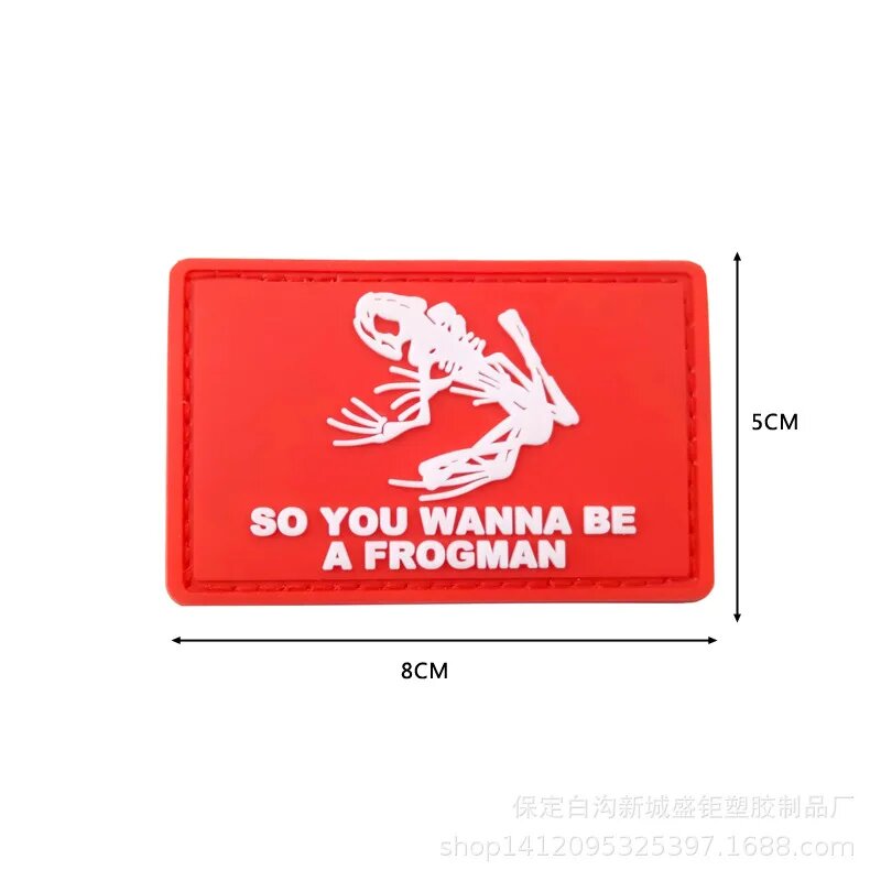 Красный патч ПВХ "So You Wanna Be a Frogman" 8x5 см