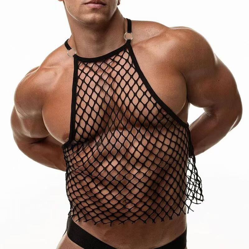 Сексуальный мужской сетчатый боди с вырезами, униформа для ролевых игр, соблазнительный стиль для мужчин.