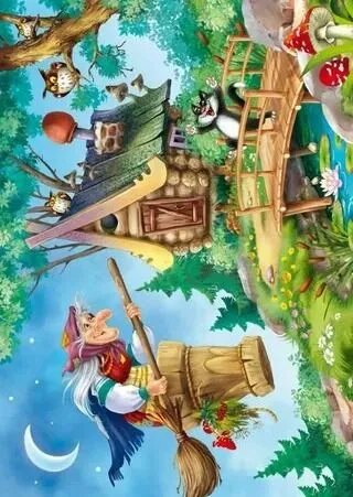 Алмазная Мозаика "Бабушка Яга" 40х50 См Алмазная Вышивка / Картина Стразами Подарков / Украшения