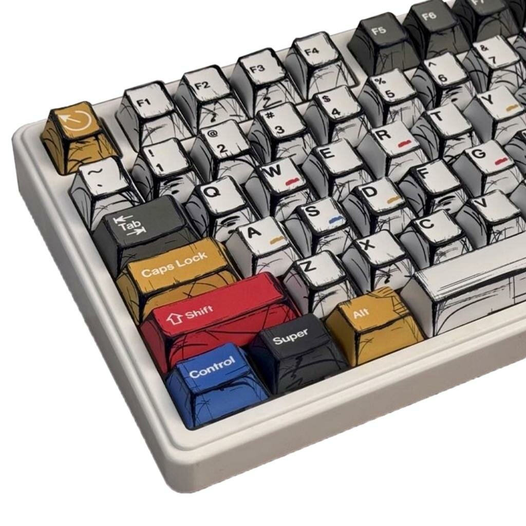 Смешанные цвета BOWs 78 клавиш, PBT-кейкапы для 60% клавиатур, Смешанные огни