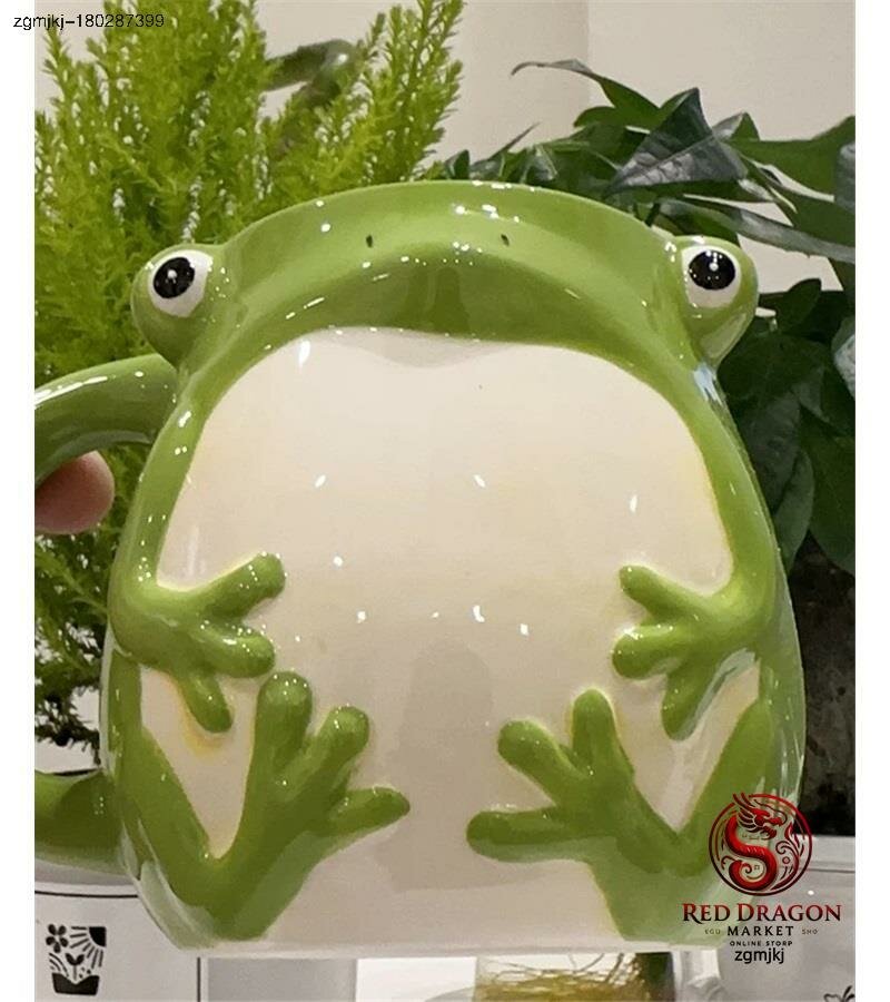 Симпатичная и необычная керамическая кружка для воды 410 мл / 3D-чашка для кофе в форме лягушки