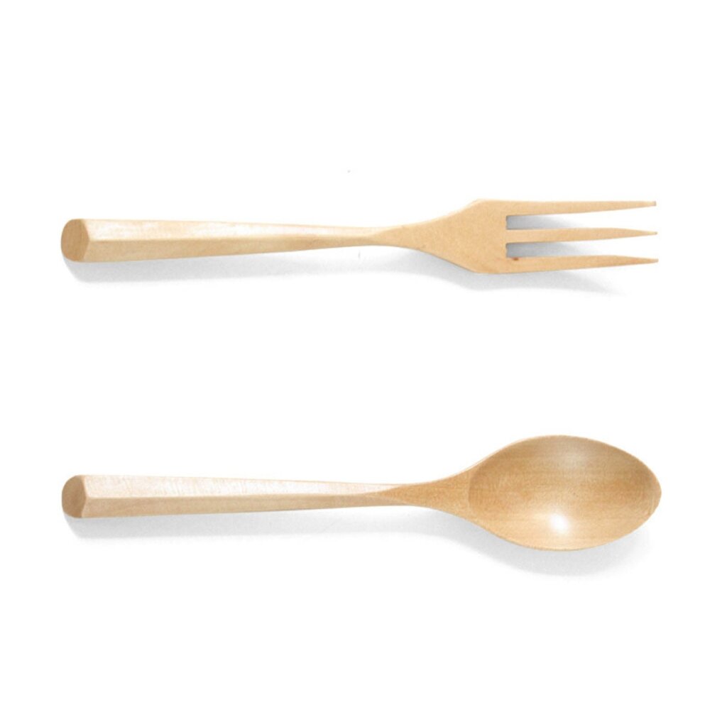 Минималистичный набор деревянных вилки и ложки с удобной ручкой для дома