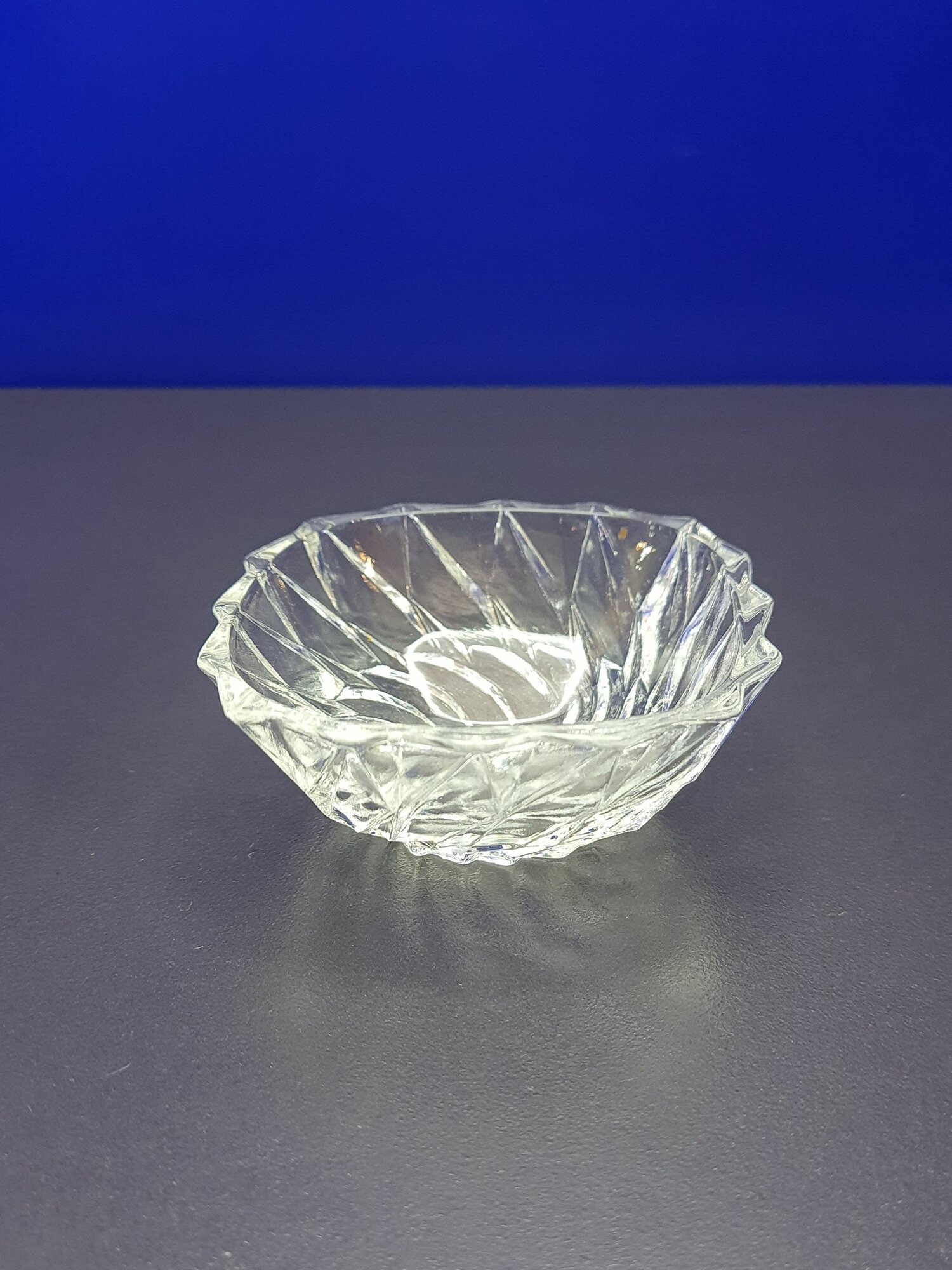 Винтажная вазочка розетка, рельефный узор, 8 см, стекло, СССР, 1990е годы