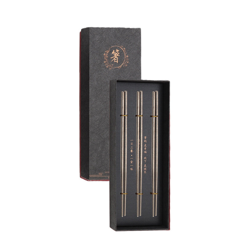 Чистые титановые палочки для еды, цветные палочки с ледяным цветком, домашние нескользящие палочки, посуда для кемпинга на открытом воздухе, палочки для горячего горшка, набор подарочных коробок из титана