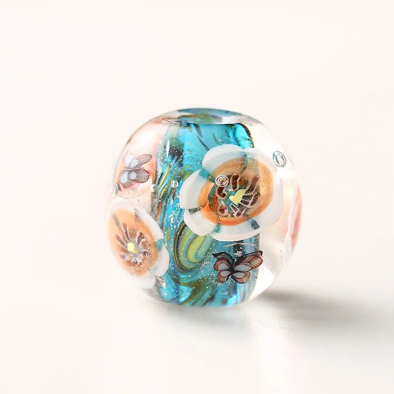 16 мм 1 шт. прозрачный мультилор муранское стекло 3D цветы бабочки очаровательная бусина подходит для европейского браслета палочка для волос ювелирные изделия