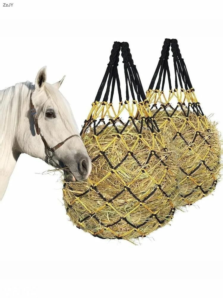 Комплект из 2 сеток для сена мешки с медленной подачей для лошадей, коз и овец, подвесные кормушки для стойл и вольеров