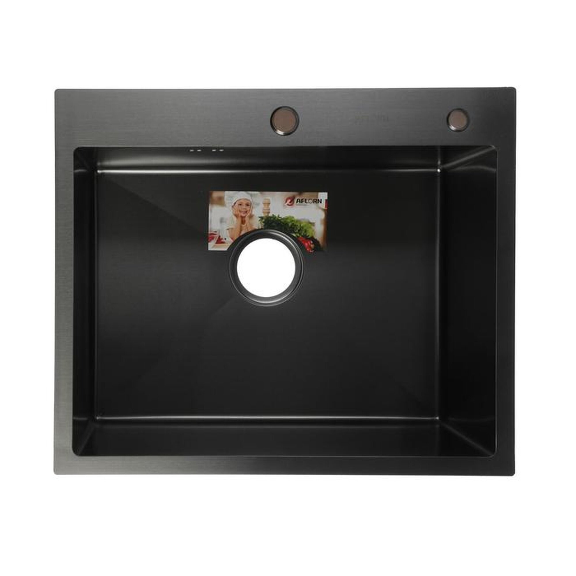 Мойка кухонная AFLORN AF96050F, врезная, S=3,0 и 0,8 мм, размер 60х50х20 см, сифон, цвет графит