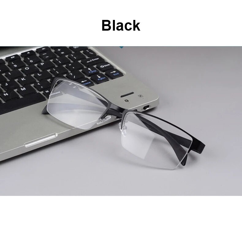 Мужская полуободковая оправа для очков Black