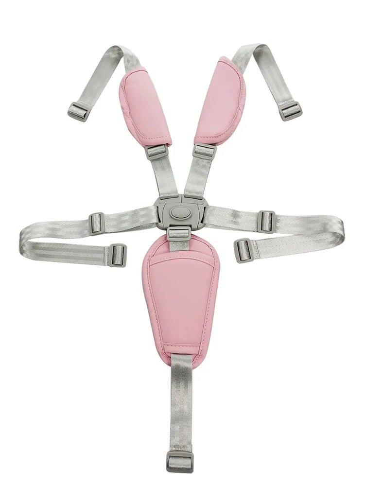 Пятиточечный ремень безопасности для коляски, может быть преобразован в трехточечный ремень безопасности. подходит для детский стульчик для кормления, Розовый