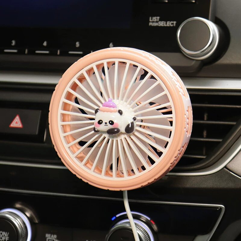 Сидящий панда розовый автомобильный вентилятор с USB тихая сильная подача воздуха портативный