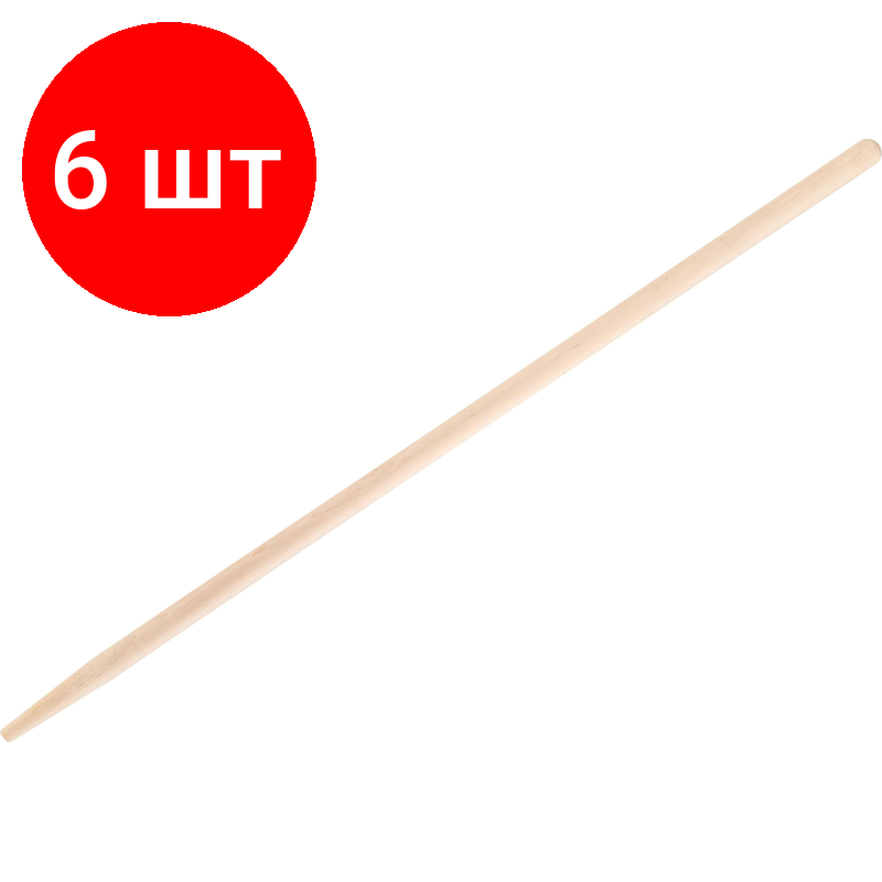 Комплект 6 штук, Черенок деревянный, 30х1200 мм, 2 сорт, с конусом