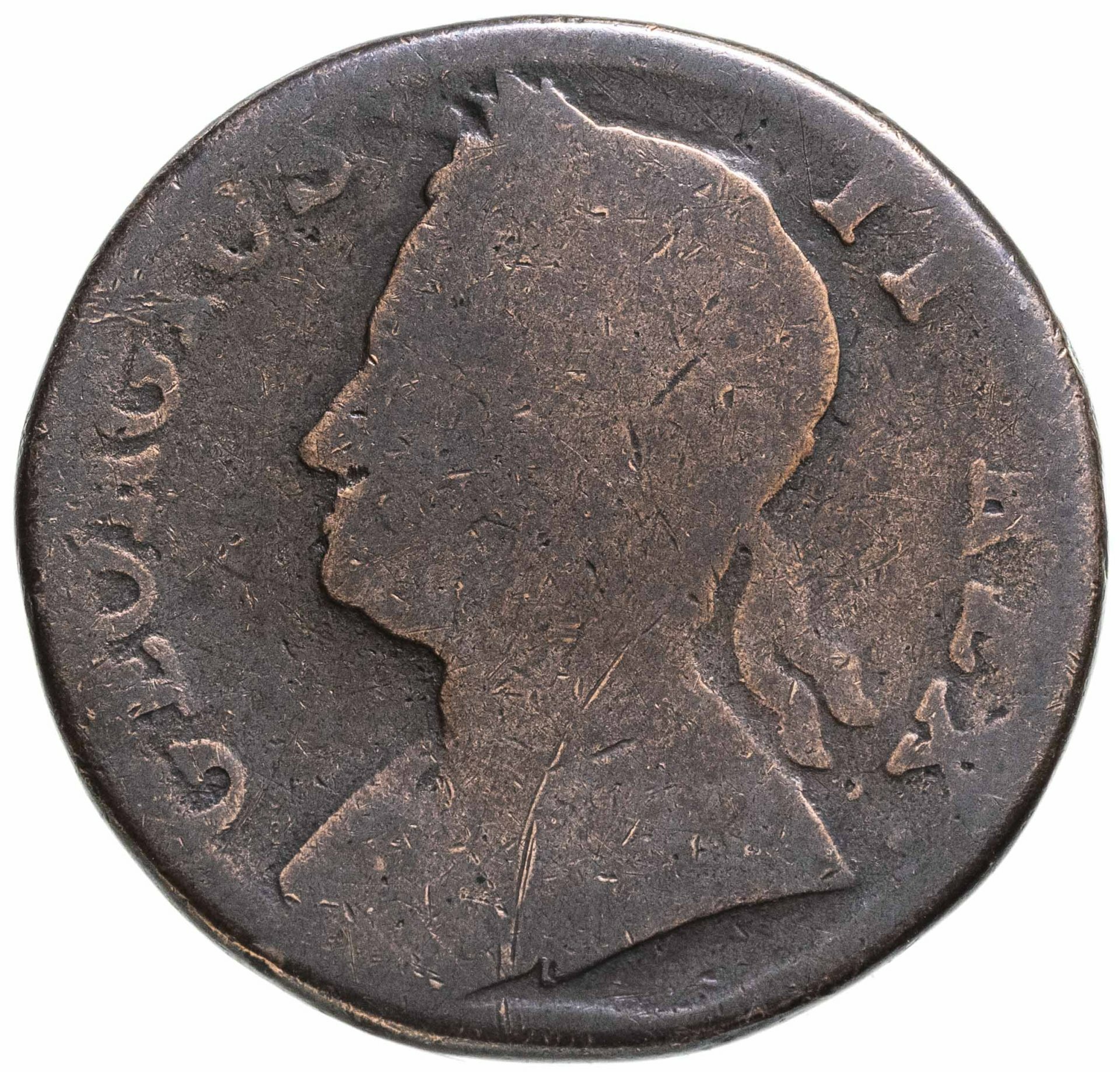 Великобритания ½ пенни 1747, Медь, в сохранности G