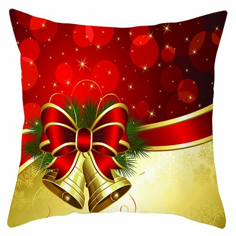 Подушка festive christmas cushion cover ultra soft pillowcase, красный, bell