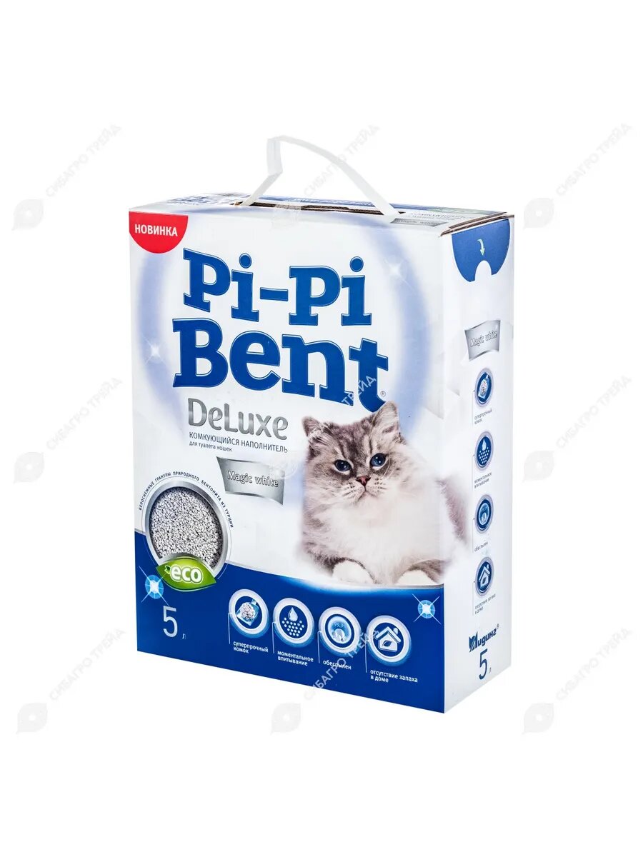 Наполнитель Пи-Пи-Бент Deluxe Magic white (коробка) 5л