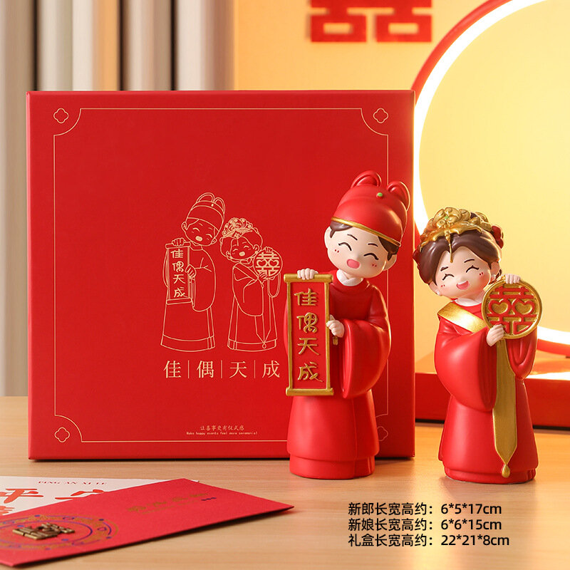 Мультяшный праздничный декор для дома, настольное украшение, подарочная коробка из смолы для молодоженов, подарок на помолвку, украшение стола.