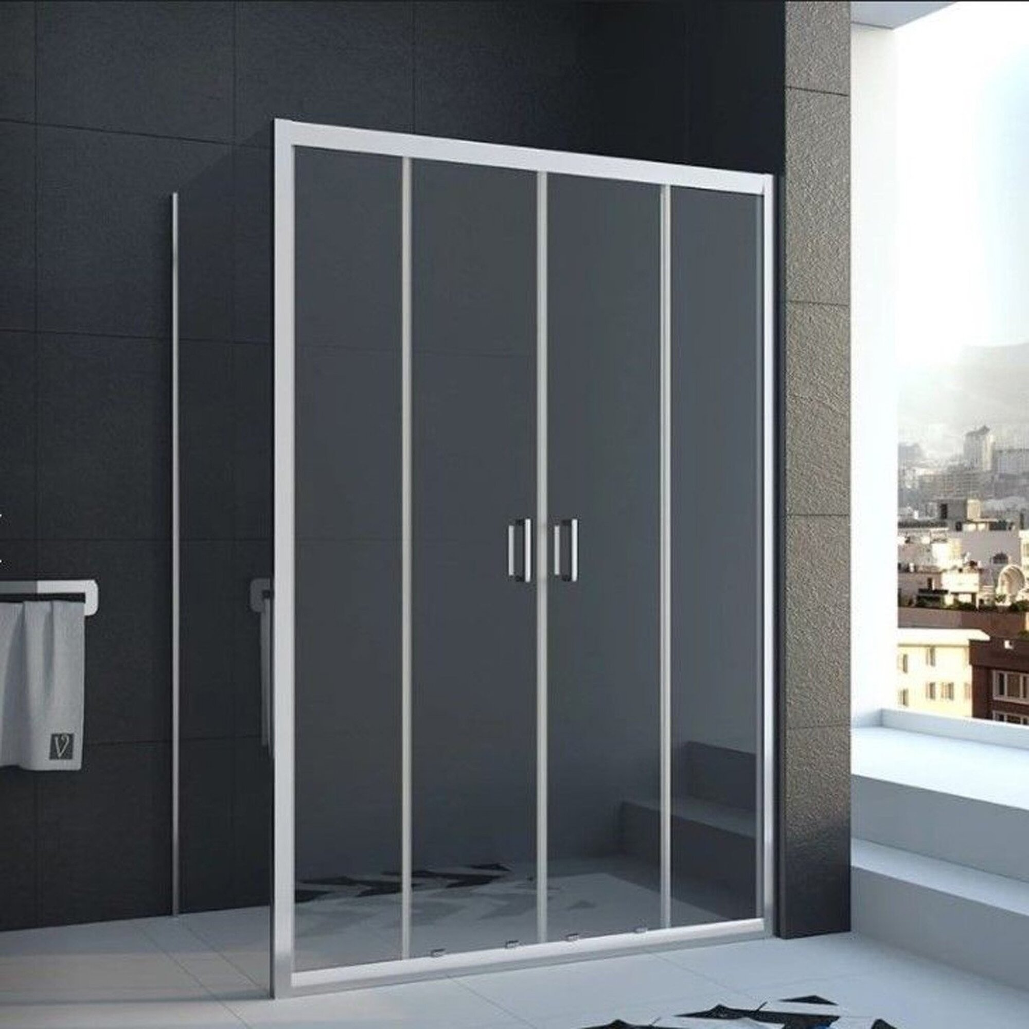 Душевая панель Veconi KP03-100-01-C5 1000х1950 мм профиль хром, стекло прозрачное