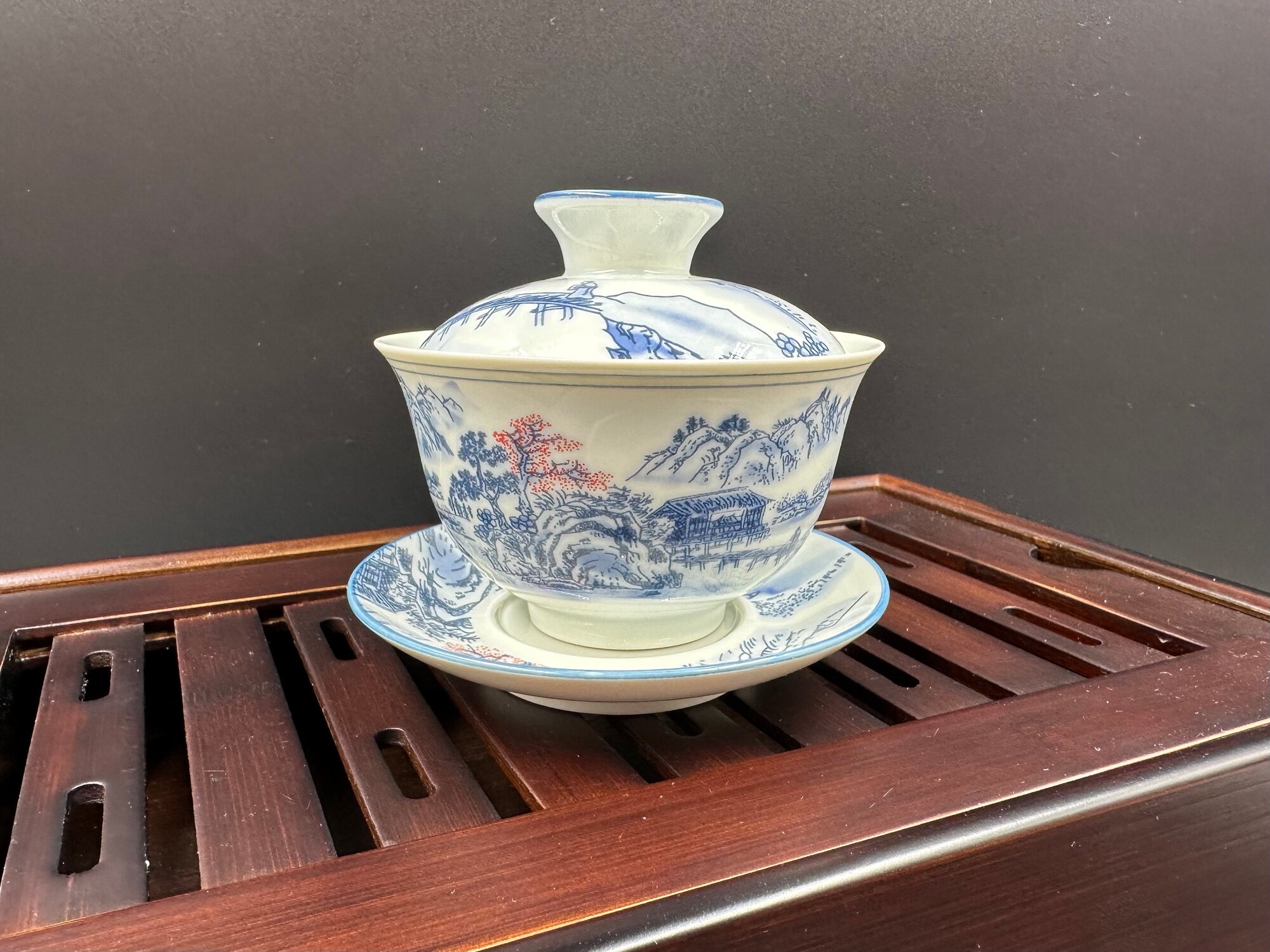 Гайвань "Винтажный пейзаж", серо-голубая цветовая гамма, 130 мл.