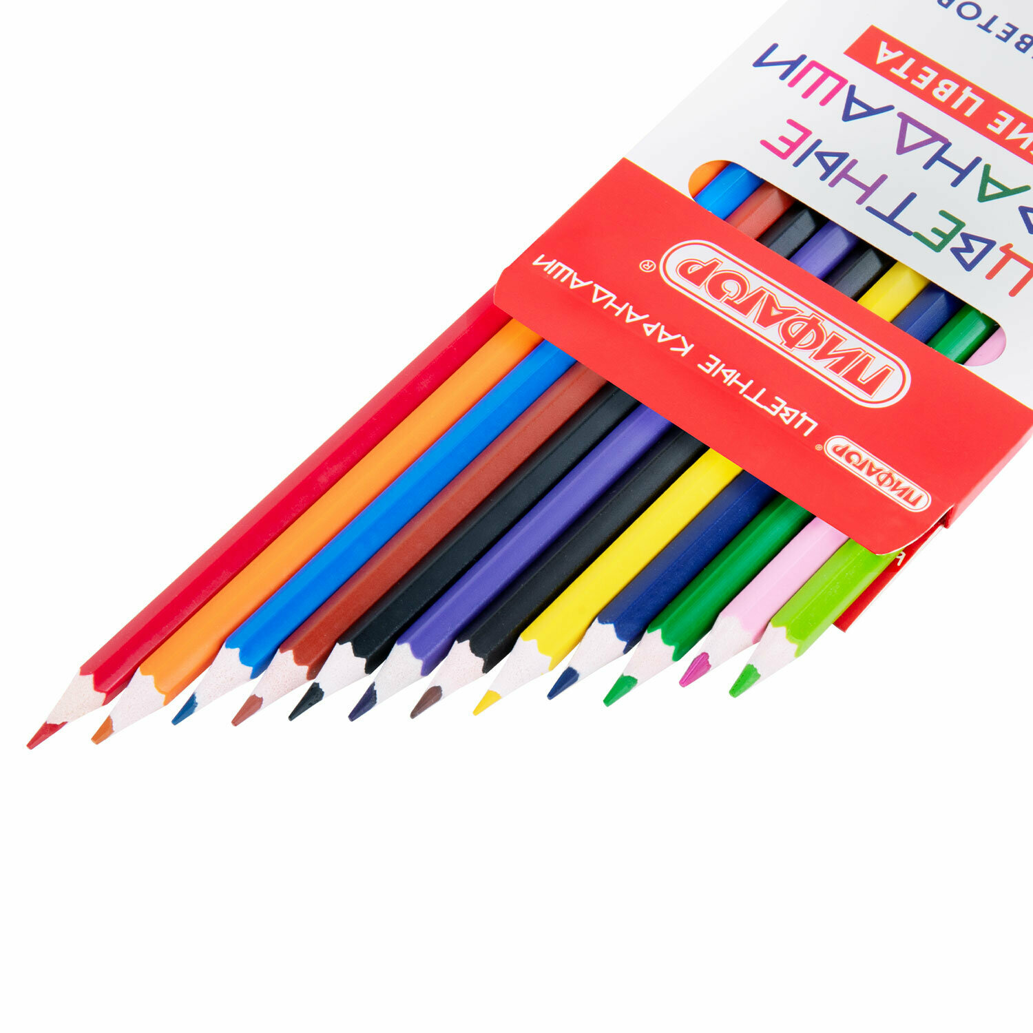 Карандаши цветные пифагор ЭКО "классик", 12 цветов, шестигранные, комплект из 12 шт, 182048