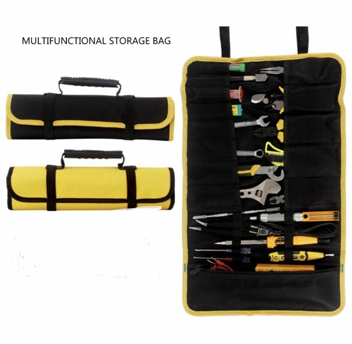 Сумка-скрутка желтая для хранения и транспортировки инструментов