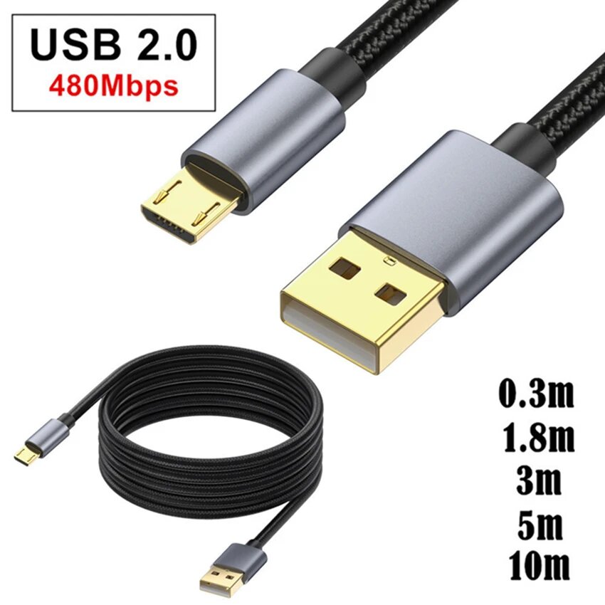 10 м, 5 м, 3 м, 1,8 м, кабель Micro USB, провод для быстрой зарядки, кабель для мобильного телефона для Xiaomi redmi Samsung, Android, кабель Micro USB для передачи данных, шнур 10 м