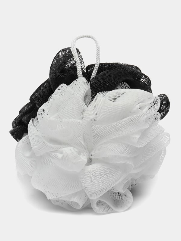 Мочалка массажная "Инь-Янь" для тела, цвет бело-чёрный, мочалка-шар двухцветный